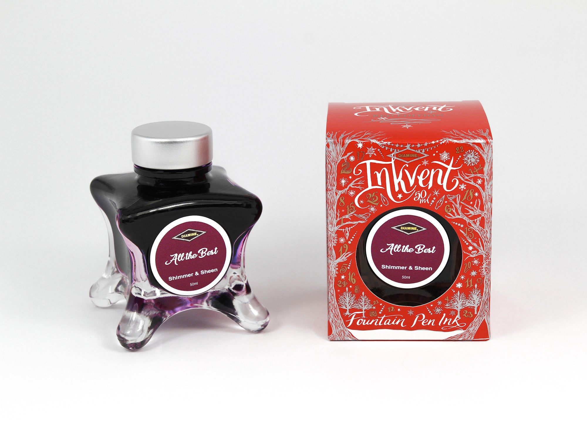 Diamine Shimmer & Sheen Fountain Pen Ink - Inkvent Red Edition - All t ...